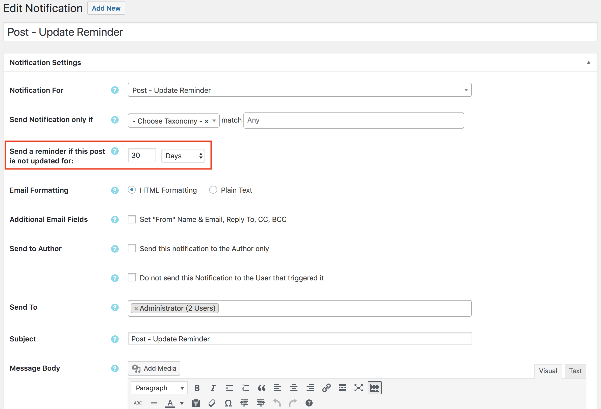 Reminders - Better Notifications for WP (BNFW)